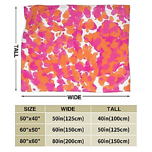 JOOCAR Flannel Throw Blanket Bold Girly Hot Pink Fuchsia and Orange Paint Vibrant Cozy&Soft Plush Pink Blankets for Bed Couch Living Room Sofa Chair