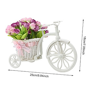 TRIEtree Bicycle Artificial Flower Decor Plant Stand Nostalgic Bicycle Planter Garden Decor for Home Wedding Decoration(Purple)