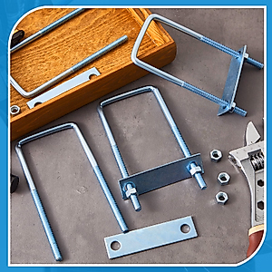 4 pcs Square U Bolt in Zinc U Bolt Zn, Industrial and Scientific Supplies U Bolts for Boat Trailer Tube, Rectangular Wood and Metal Objects (3/8'' x 3'' x 7'')