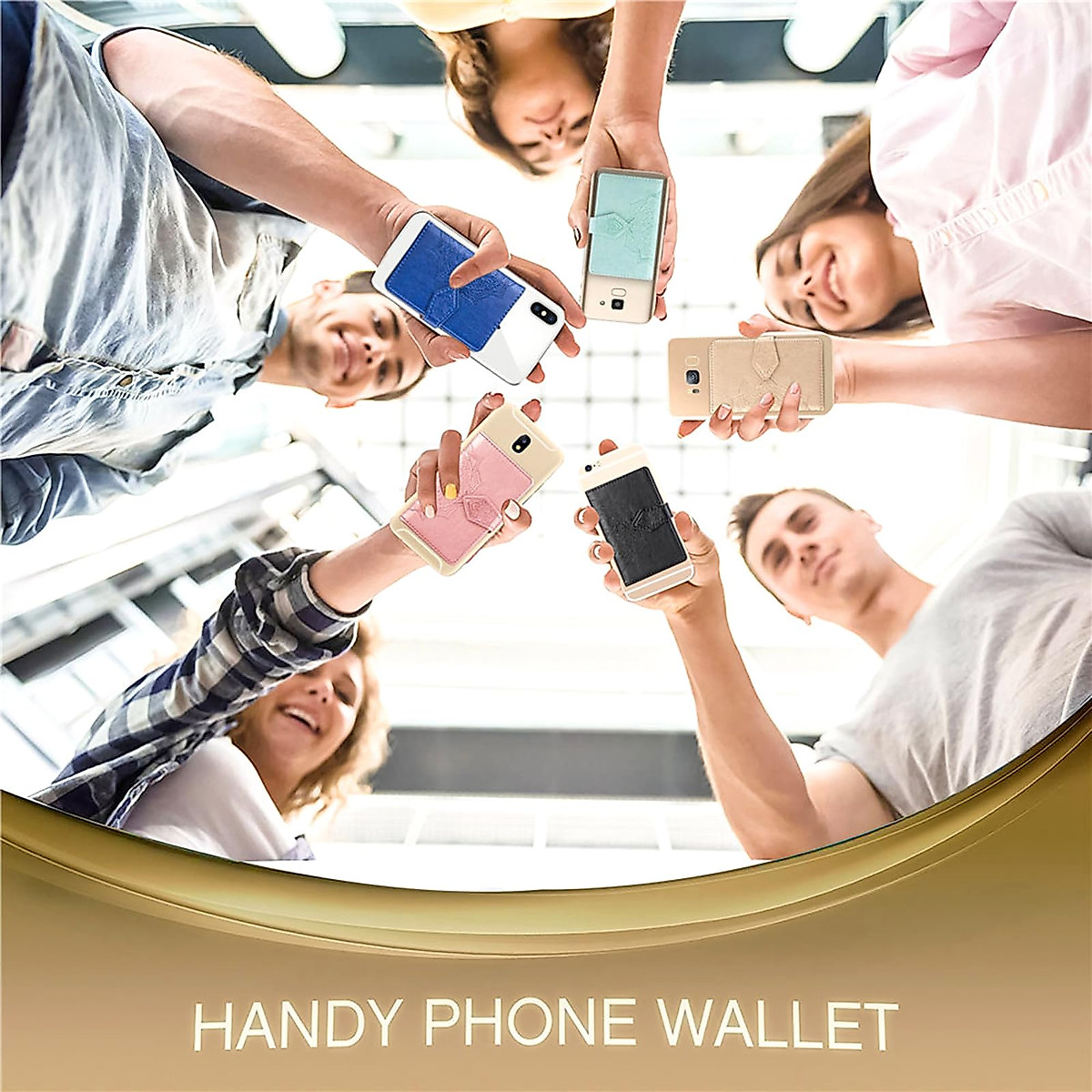 Ezavan Phone Wallet Stick On, Women Leather Adhesive Card Holder for Phone Case | Compatible with Most of Cell Phone iPhone Samsung | Convenient and Stylish Phone Wallet for Women (Rose Gold)