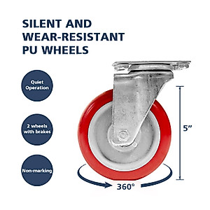 biosp 1000 lbs Capacity Steel Panel Truck Cart with Swivel Casters, Wood End, 3 Side Handrails, 24" Width x 36" Length