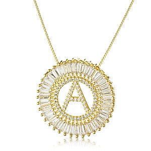 COTTVOTT A-Z Alphabet Pendant Necklaces Charms Women Initial Letter Chain Necklace 4 Colors