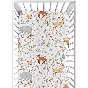 Fitted Crib Sheet for Woodland Toile Baby/Toddler Girl or Boy Bedding Set Collection - Animal Print
