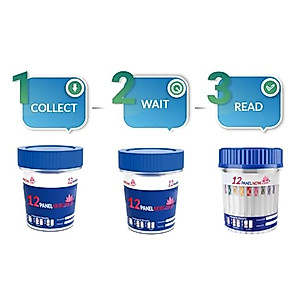 10 Panel Drug Test Kit with Fen, Detects AMP, OPI, MET, BZO, COC, MTD, OXY, BUP, THC, Fen, Built-in Temperature Strip, Leak-Resistant (200)