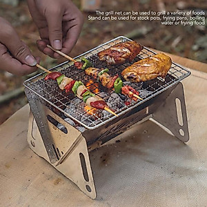 Topyond Foldable BBQ Grill, Portable Stainless Steel Charcoal Grill with Ventilation Holes, Heat Resistant Campfire Grill for Outdoor Cooking, Camping, Patio Use