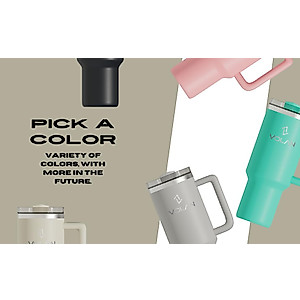 2nd Generation 40 oz Tumbler with Handle and Straw Insulated Tumblers Cups with Lids Straws Double Wall Vacuum Thermos cup 304 Stainless Steel Travel Mug Gifts for Men Women Him Her (Cream)