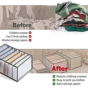 BULFULL 2PCS Wardrobe Clothes Organizer 7 Grids, Washable Clothes Organizer for Folded Clothes, Drawer Dividers for Organizer Jeans Organizer for Closet Pant Organizer
