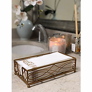 Chez JuJu Gold Elegant Sturdy Guest Napkin Holder | Disposable Paper Hand Towel Storage Tray Caddy | Premium Quality | Bathroom Kitchen Dining Table Wedding Party Hotel Office décor | Indoor Outdoor