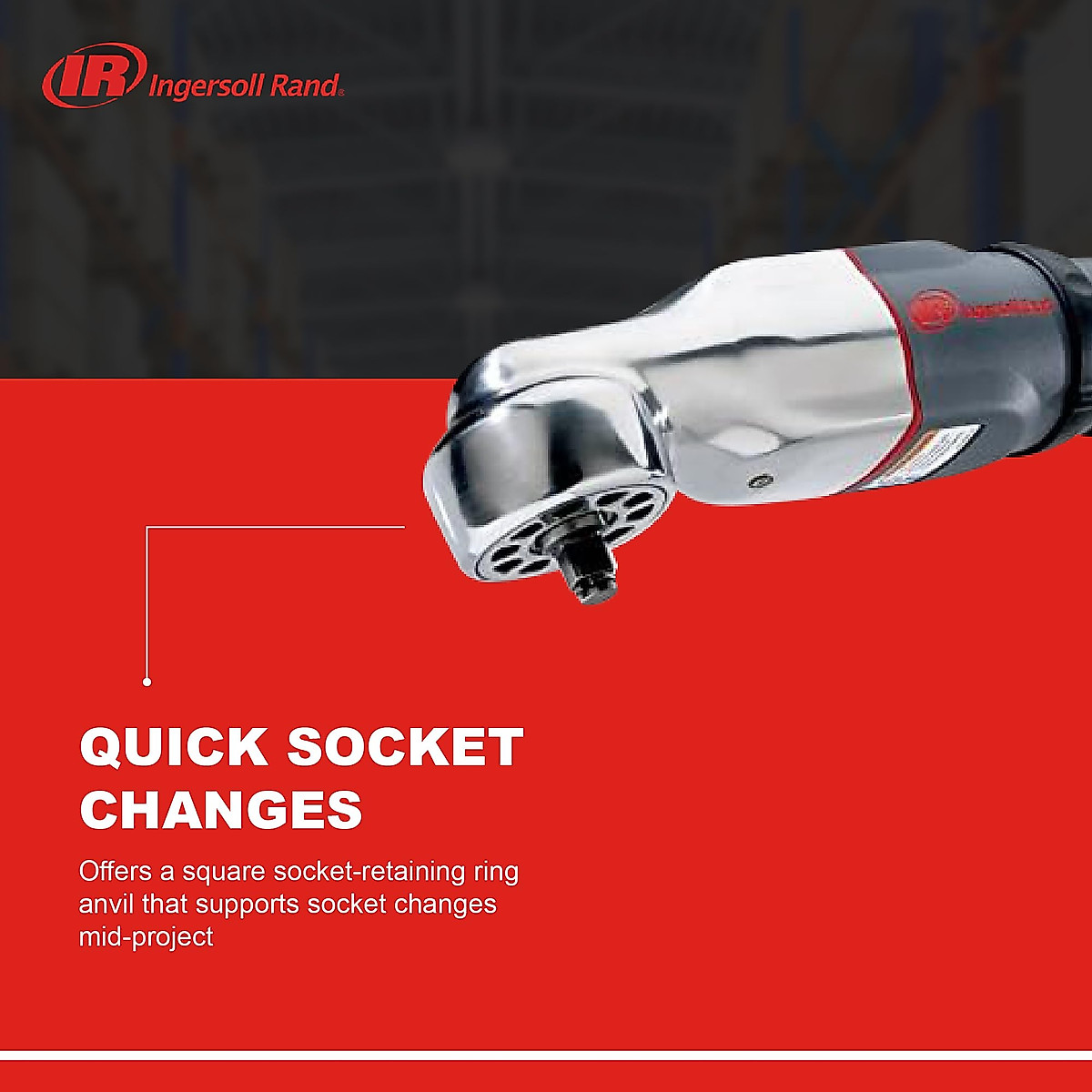 Ingersoll Rand 2015MAX 3/8" Pneumatic Air Impact Wrench, Right Angle, Low Profile 2” Hammerhead, 180 ft lbs Max Torque, 7,100 rpm, Two-Position Power Regulator, Gray