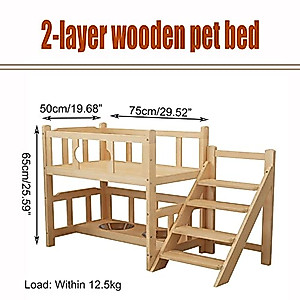 Pet Bed Bed Frame for Puppies, 2 Floors of Pet Beds with Stairs, Raised Pet Shelters, Cat Litters and Kennels(Size:L（75x50x65cm）)