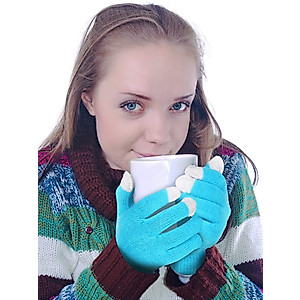 12 Pairs Winter Touchscreen Gloves For Men Women Stretch Knitted Texting Gloves Warm Windproof Solid Color Mittens(7 x 4 Inch,Black, Pink, Green, Purple, Orange, Blue, Yellow)