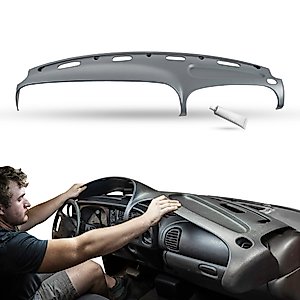 DashSkin American Made (NOT Made in China!) Molded Dash Cover Cap Compatible with 1998 1999 2000 2001 Dodge Ram 1500 (98-02 Ram 2500/3500) in Mist Grey