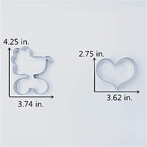 LILIAO Baby Shower Cookie Cutter Set - 6 Piece - Feeding Bottle, Rattle, Heart, Carriage, Princess Dress and Bow/Ribbon Biscuit Fondant Cutters - Stainless Steel