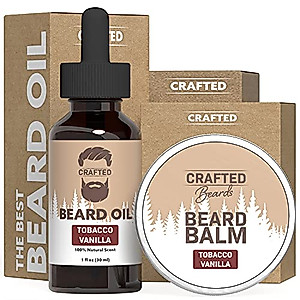 Deluxe Beard Oil and Beard Balm - For a Softer, Smoother, Moisturized Beard - Made with All-Natural and Organic Ingredients - Leave in Conditioner - Beard Care Kit for Men - Tobacco Vanilla Scent