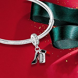 PICKBEAU Charms for Bracelets Necklace 925 Sterling Silver Handbag Crystal Shoes Cute Pet Flower Christmas Decor Dangle Pendants Love and Inspiration Friendship Beads Jewelry