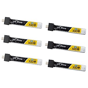 SoloGood TATTU 6pcs BT2.0 300mAh 1S Battery 3.8V 75C FPV Lipo Battery for FPV Tiny Whoop 1S Brushless Whoop Drone