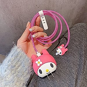 CARREHOME Cute Protective Case for Apple 20W USB-C Adapter Charger, 3D Cartoon Protective Cover, Cable Protector Sleeve for iPhone Charger (Pink Girl)