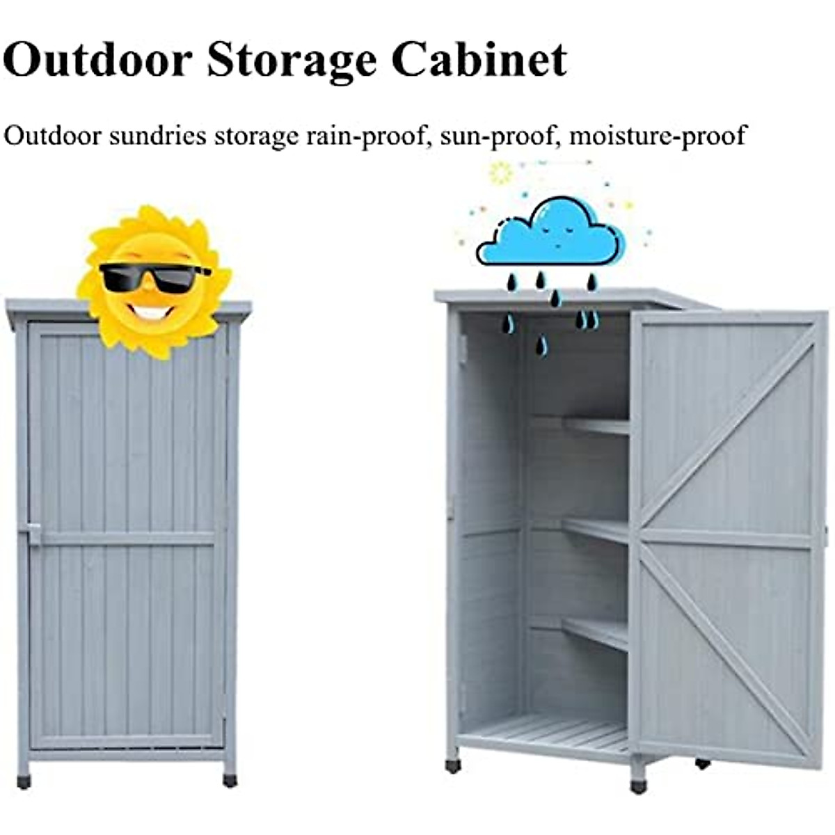 MUWIZ Outdoor Storage Shed, Storage Shed and Tool Shed Large Outdoor Storage Shed, Solid Wood Garden Shed w/Laminate, Waterproof Outside Tool Shed