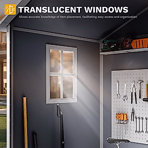 DWVO 6.2x3.4 FT Resin Storage Shed with Reinforced Floor, Outdoor Storage Shed with Lockable Door, Window and Vents, Waterproof Plastic Tool Storage for Garden, Backyard, Patio, Lawn