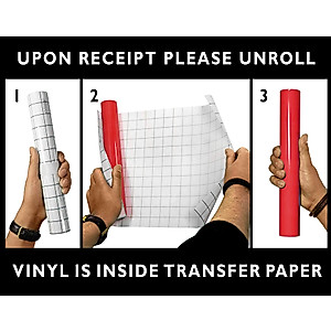 Deco65 12 Inch x 5 Foot 10yr Permanent 10 Rolls Craft Vinyl Bundle Including 12 Inch x 24 Inch Transfer Paper Roll for Cricut, Silhouette & Cameo (10 roll Bundle)