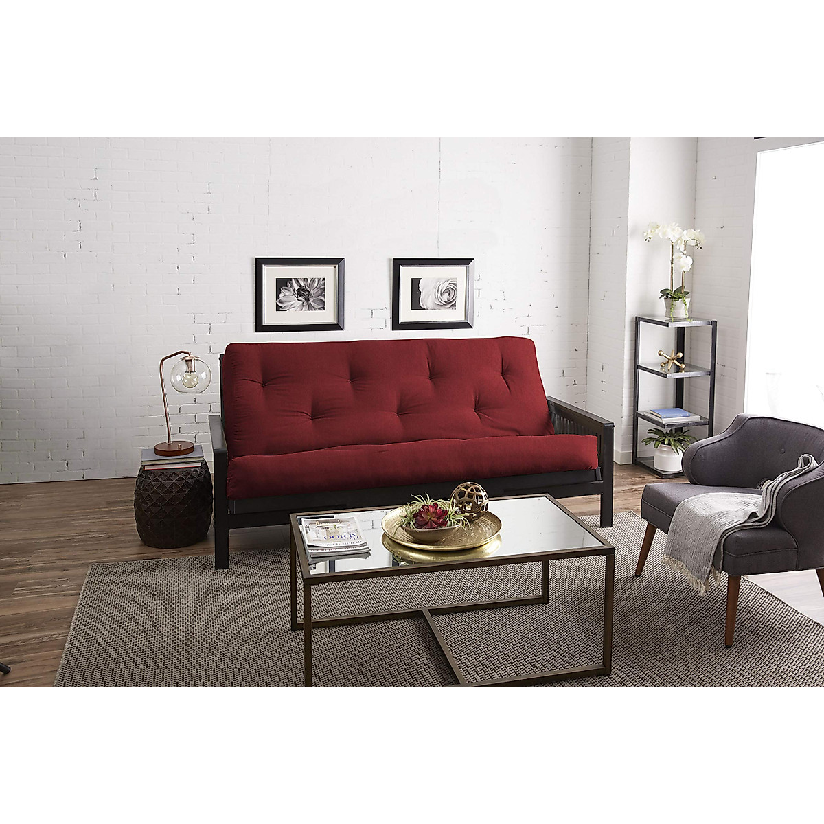 Mozaic Full Size 10-inch Cotton Twill Futon Mattress, Burgundy