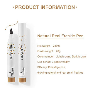 Natural Freckle Pen - 2Pcs for Different Color, Light Brown & Dark Brown, Long Lasting Waterproof Neutral Lightweight Freckle Makeup Tool
