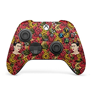 Head Case Designs Officially Licensed Frida Kahlo Portrait Pattern Floral Matte Vinyl Sticker Gaming Skin Case Cover Compatible with Xbox Series X Console and Controller Bundle