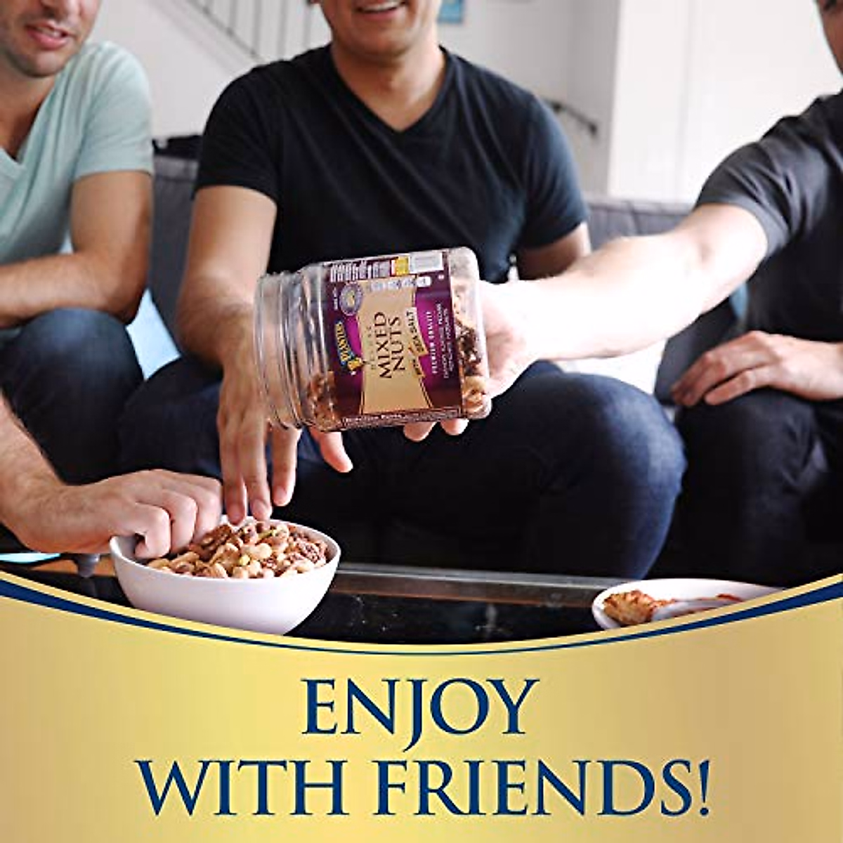 PLANTERS Deluxe Mixed Nuts with Sea Salt, 27 oz. Resealable Container - Variety Mixed Nuts Snacks with Cashews, Almonds, Pecans, Pistachios & Hazelnuts - Energy Boost - Kosher