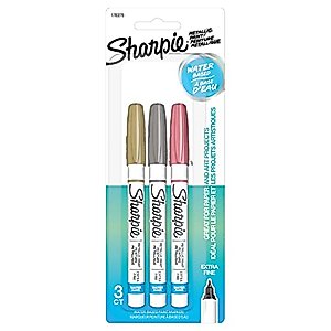 Sharpie Paint Marker, 3-Count, Metallic Assorted, 3 count