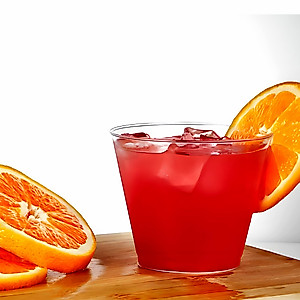 Hard Plastic Tumblers 9 oz. Party Cups/Old Fashioned Glass, 50 Count Drinking Glasses, Crystal Clear