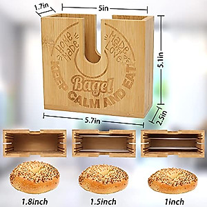 Bagel Slicer for Small and Large Bagels Bamboo Bread Slicer for Homemade Bread Adjustable Bagel Cutter for Muffins Rolls Housewarming Party Gift