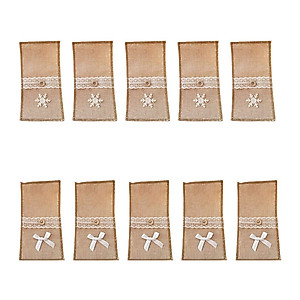 WINOMO 10pcs Christmas Utensil Holder Burlap Silverware Pouch Cutlery Pouch Jute Napkin Holders Rustic Tableware Pocket for Vintage Wedding Christmas Bridal Shower Table Centerpiece Decoration