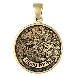 Bronze Ogou Feray Voodoo Loa Veve Pendant Necklace
