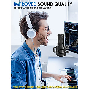 Etour [Newest &Ultra-Durable] atr2500x Microphone Shock Mount with Pop Filter [Custom Built for atr2500x] Anti-Vibration Suspension Shock Mount Holder Clip for Audio Technica atr2500x Mic