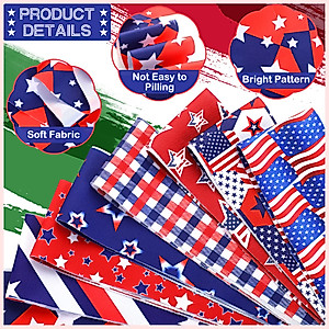 40 Pcs 4th of July Jelly Fabric 2.6 x 40" American Flag Precut Fabric Strips for Quilting Red White and Blue Roll up Patchwork Fabric for Independence Day DIY Sewing Handmade, 8 Styles