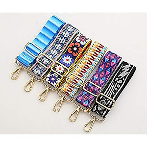 Umily Adjustable Length Handbag Purse Strap Guitar Style Multicolor Canvas Replacement Strap Crossbody Strap, No.16, Medium