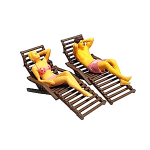 yotijay 3pcs 1/64 Resin Couple Figure People Scene Building Train Layout Decor