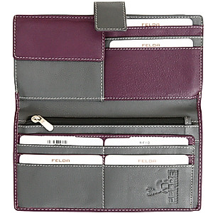 Felda RFID Genuine Leather Phone Purse Ladies Wallet - Holds Mobile Phone, Credit Cards, Banknotes, Coins