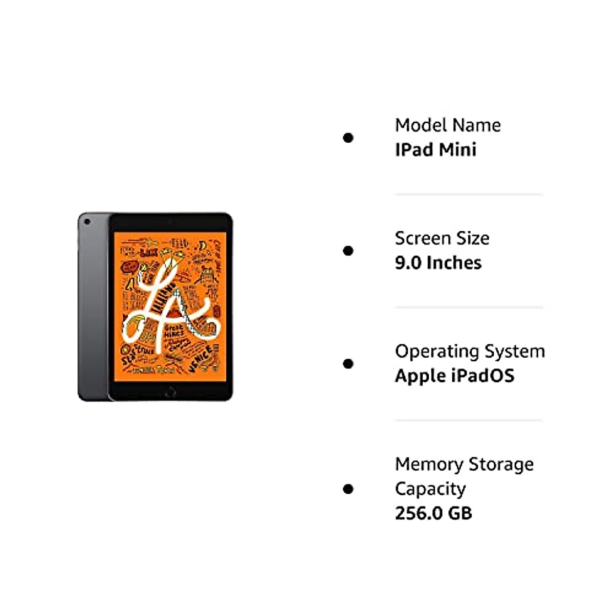 Apple iPad mini 7.9 inches (Early 2019 ) 256GB, WiFi Only - Space Gray (Renewed)