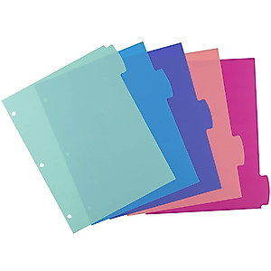 Avery Durable Plastic 5-Tab Write & Erase Big Tab Dividers for 3 Ring Binders, Pastel Brights (16270)