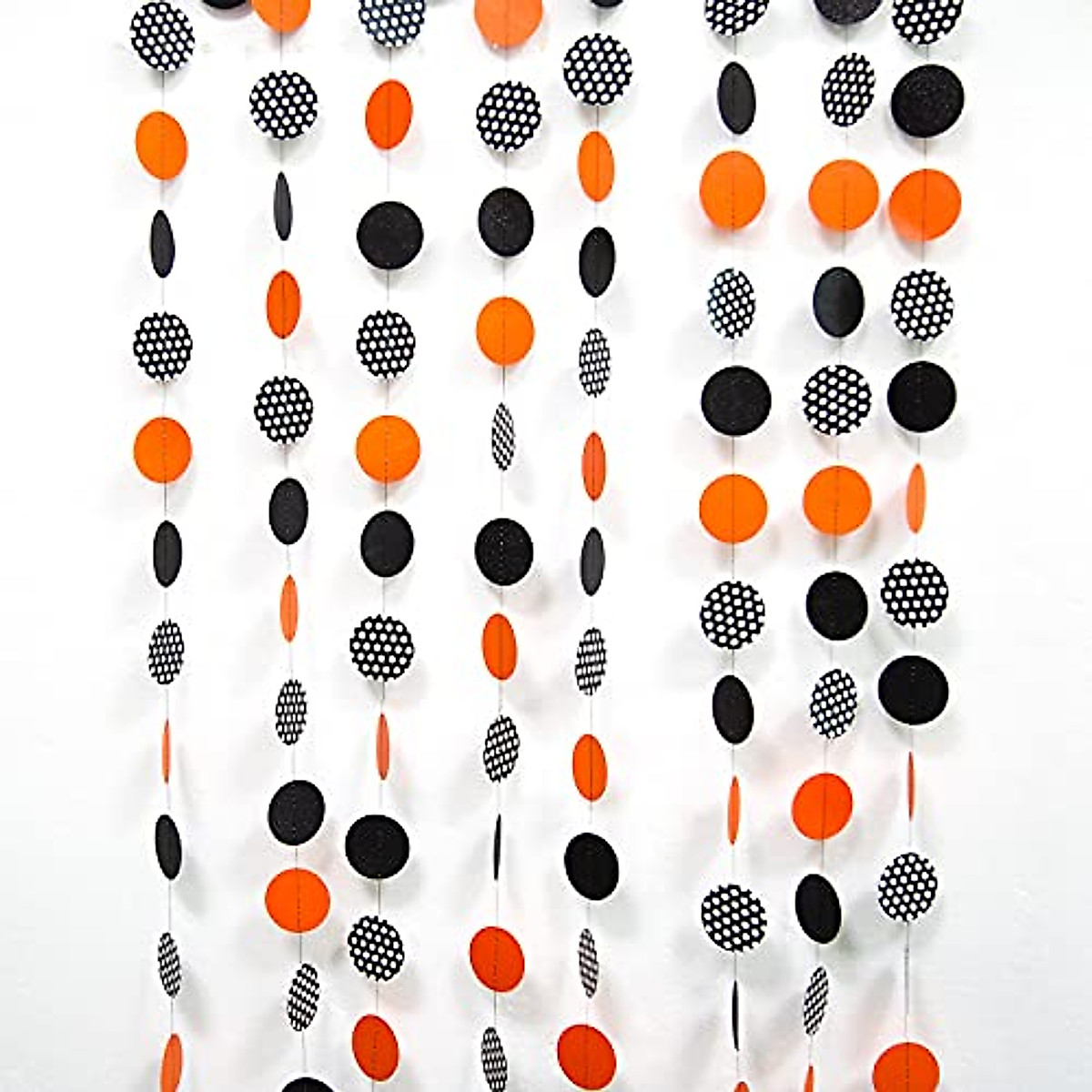 Glitter Black Orange White Dot Circle Garland Halloween Hanging Decoration Haunting Banner Devil Backdrop Demon Decor for Bday/Birthday Sweet 16