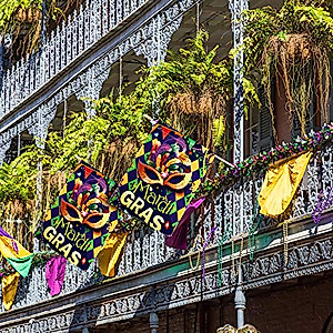 Mardi Gras Garden Flag Double Sided Holiday Decorative Garden Flag Masquerading Beads Yard Flag Fleur De Lis Party Signs Holiday Yard Outdoor Decoration for Mardi Gras(12.5 x 18 Inch)
