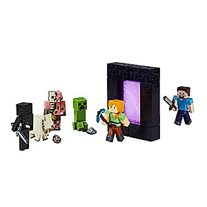 Minecraft Creeper Action Figure, 3.25-in, with 1 Build-a-Portal Piece & 1 Accessory, Building Toy Inspired by Video Game, Collectible Gift for Fans & Kids Ages 6 Years & Older