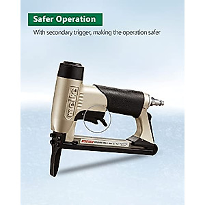 meite MT5016SLN Pneumatic Upholstery Stapler 20 Gauge 1/2-Inch Crown 1/4-Inch to 5/8-Inch Length Long Nose Stapler Fine Wire Stapler with Safety
