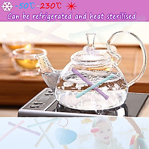 Honboom Soft Silicone Teething Tubes, 5 Pack Hollow Baby Teether Tubes, Baby Chew Straw Toy Soothing Teether Toy for Babies 0-12 Months with a Cleaning Brush, BPA Free (6.69 in)