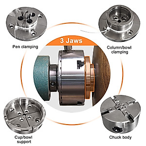Wood Lathe Chuck Set 1" x 8 tpi， 4 inch 4 jaw self-Centering Woodturning Chuck for Lathe