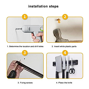 Generic Magnetic Knife Strip for Wall, Strong Powerful Magnetic Knife Storage Strip, Space-Saving Magnetic Knife Holder Rack, Punch-Free Kitchen Utensil Holder (19CM*4.8CM), Black