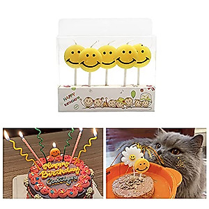 5 Pcs Smiley Face Birthday Candles, Smile Expression Candles, Birthday Cake Decorations