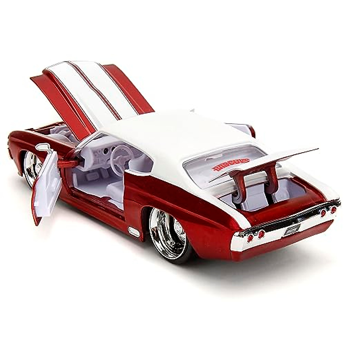 1971 Chevy Chevelle SS Candy Red with White Top, White Stripes and White Interior Bigtime Muscle Series 1/24 Diecast Model Car by Jada 35020