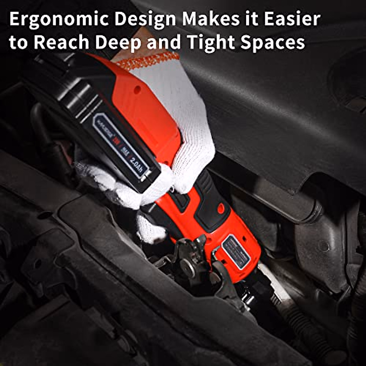 MANUSAGE 3/8" Cordless Electric Ratchet Wrench Set, 20V Cordless 44.25 Ft-lbs 380 RPM Ratchet Kit